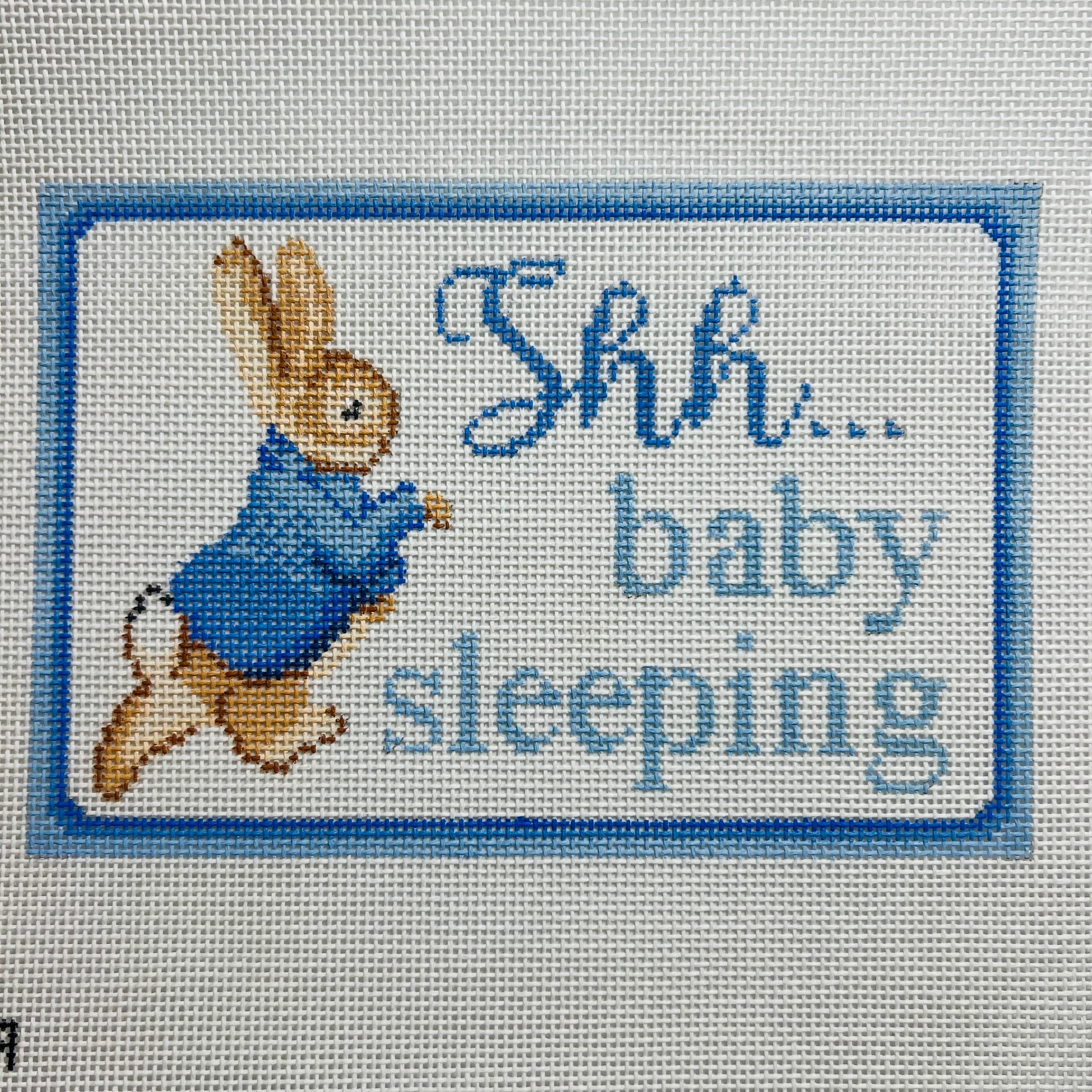 Peter Rabbit Baby Sleeping Blue Needlepoint Canvas – Bargello Needlepoint