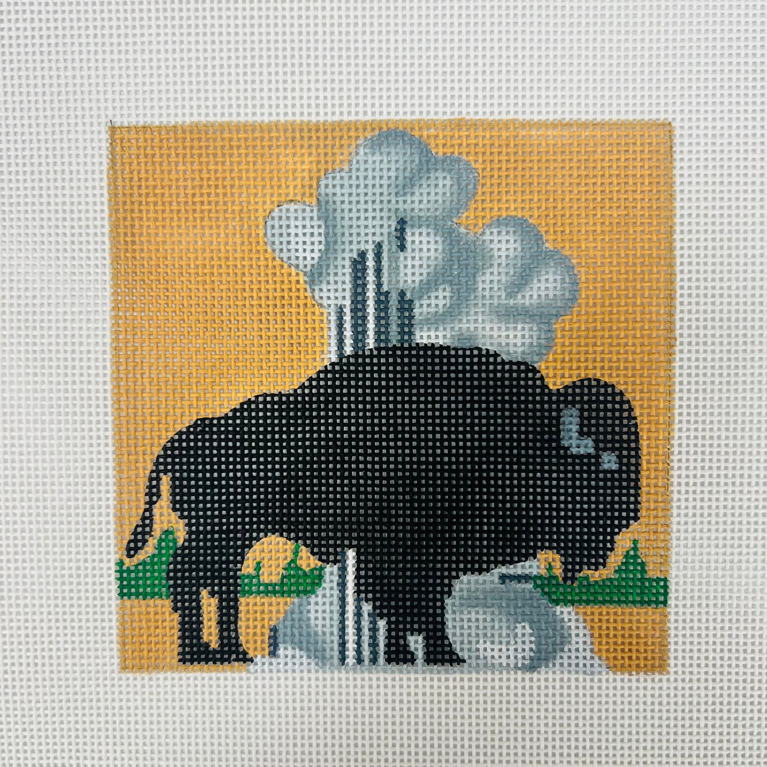 Yellowstone Old Faithful Bison Coaster Needlepoint Canvas – Bargello ...