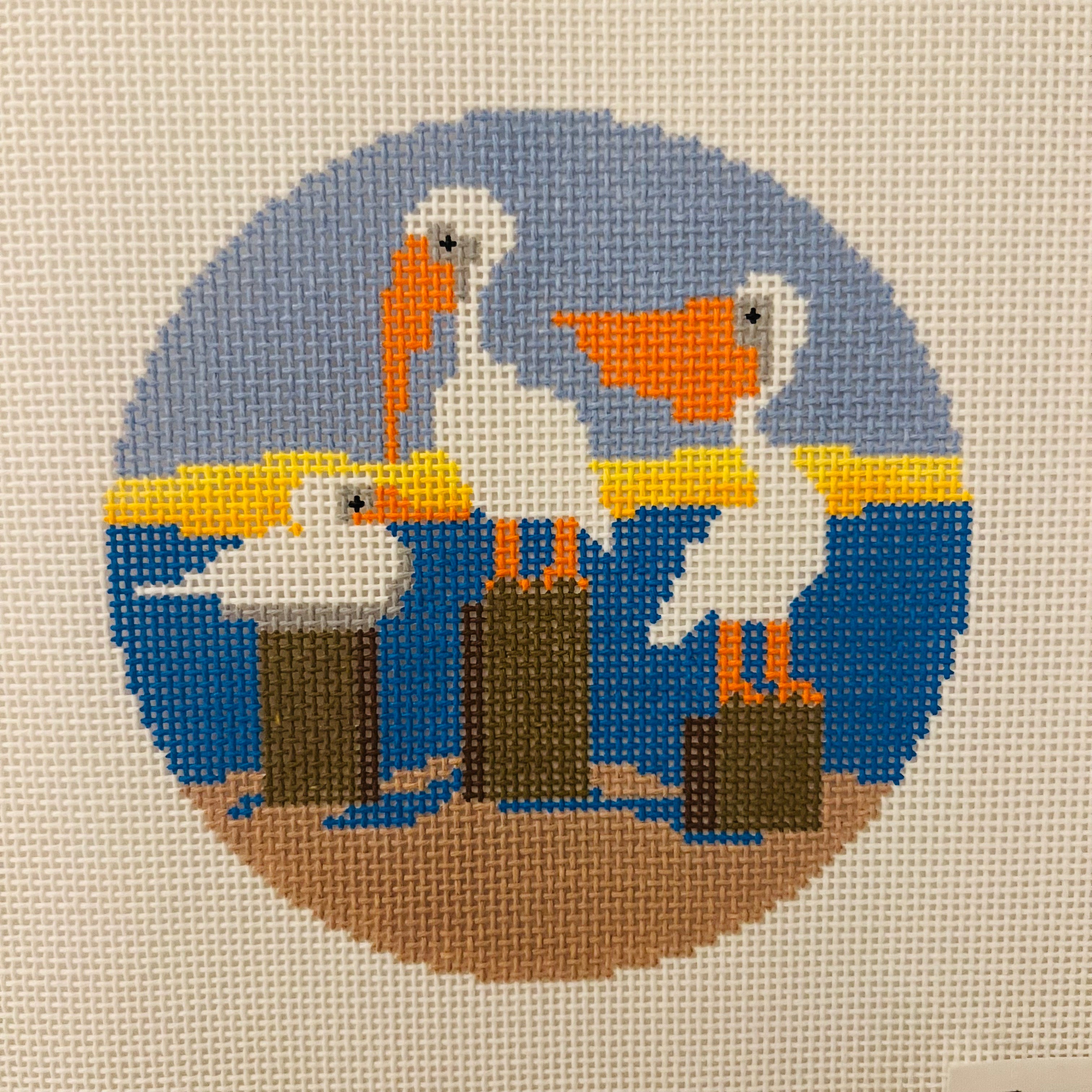 3 Pelicans Ornament Needlepoint Canvas – Bargello Needlepoint