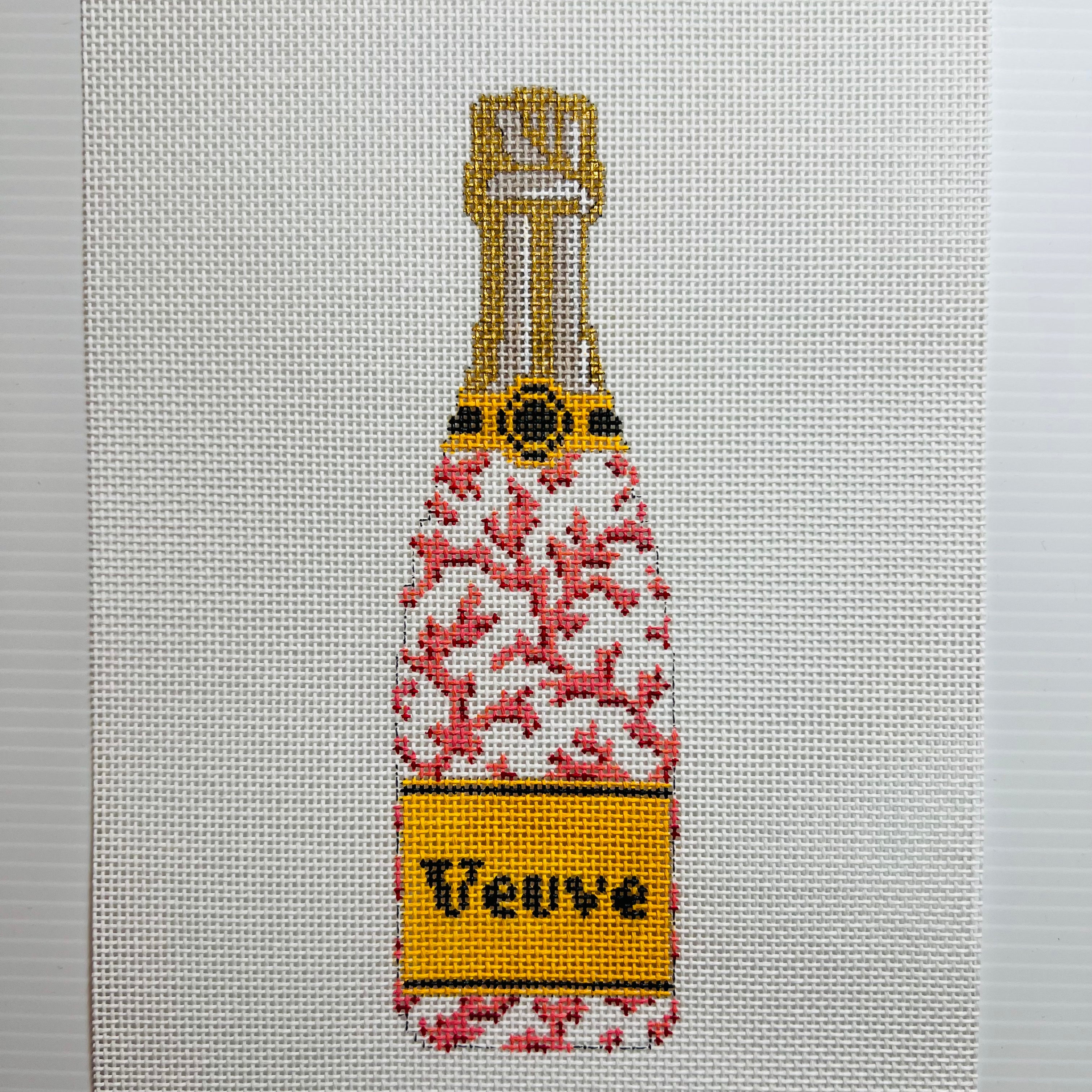 Veuve Bottle - Coral Needlepoint Canvas – Bargello Needlepoint