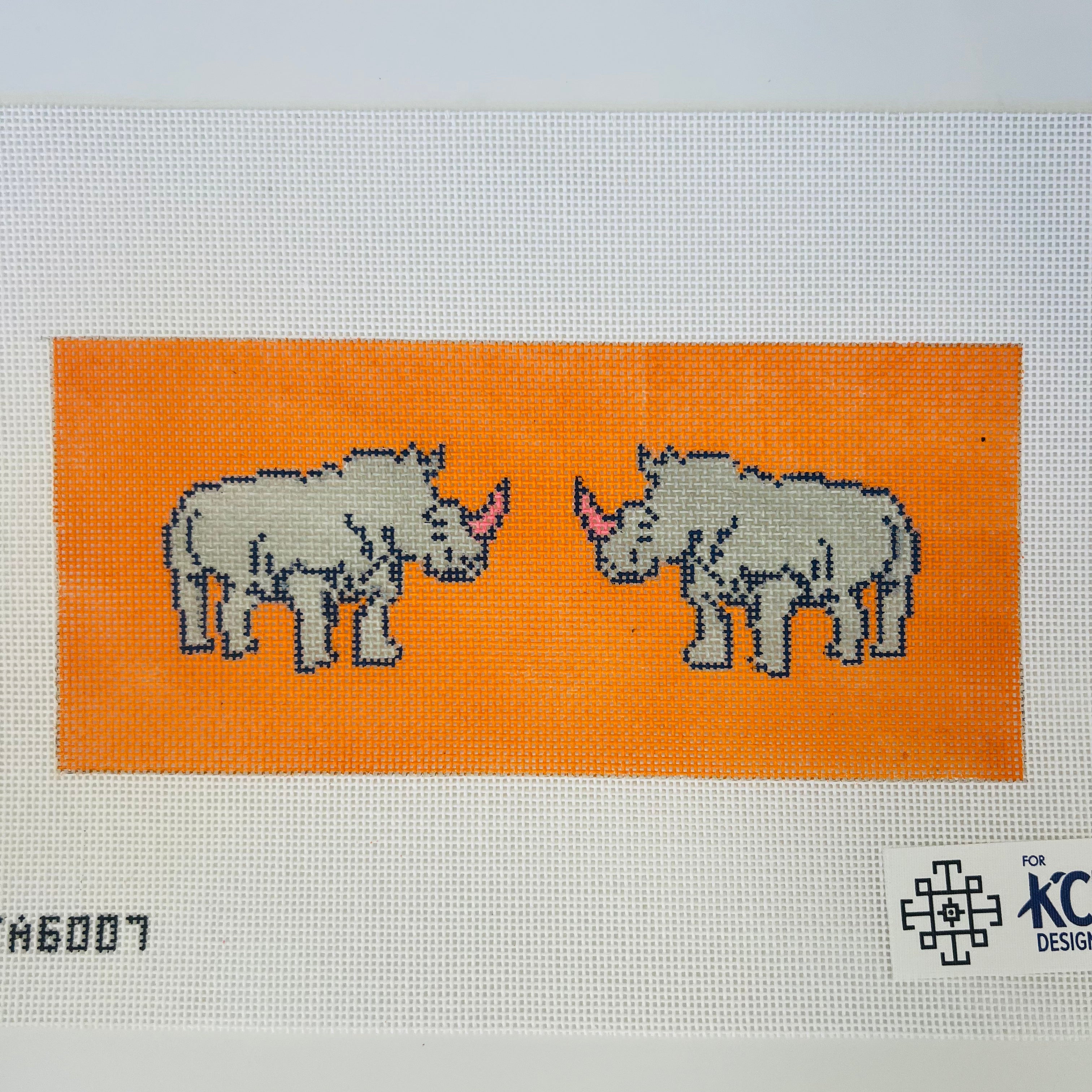 Rhino Mirrored Eyeglass Case Needlepoint Canvas – Bargello Needlepoint