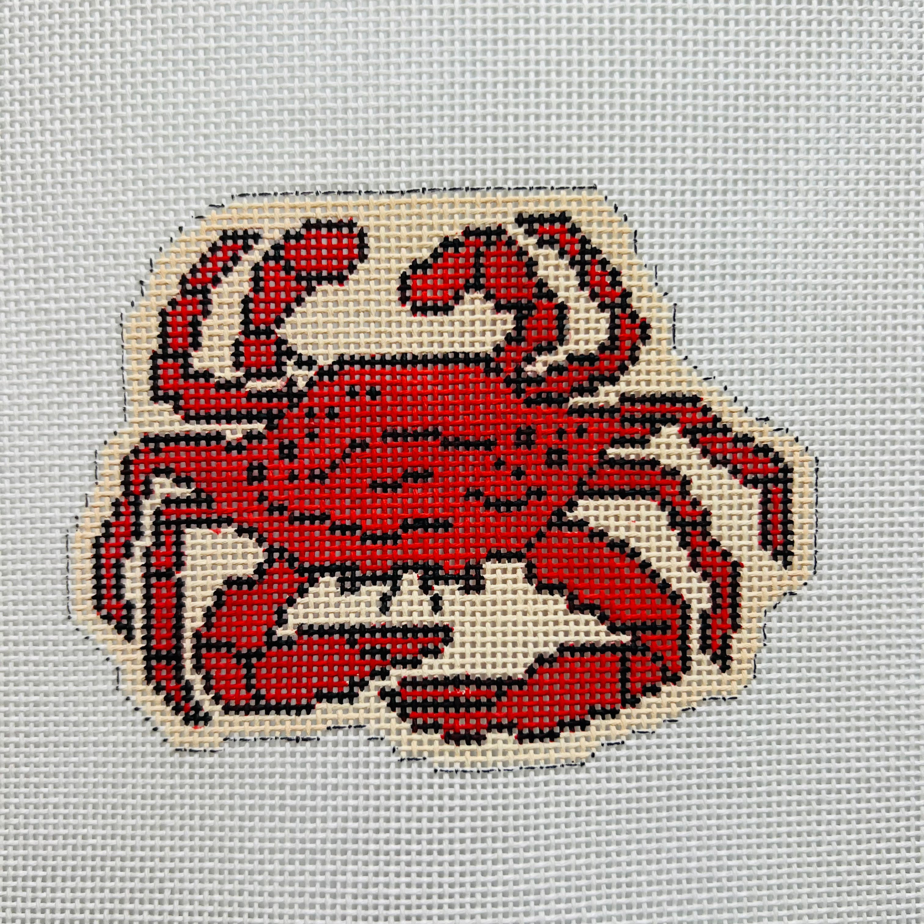 Red Crab on Tan Ornament Needlepoint Canvas – Bargello Needlepoint