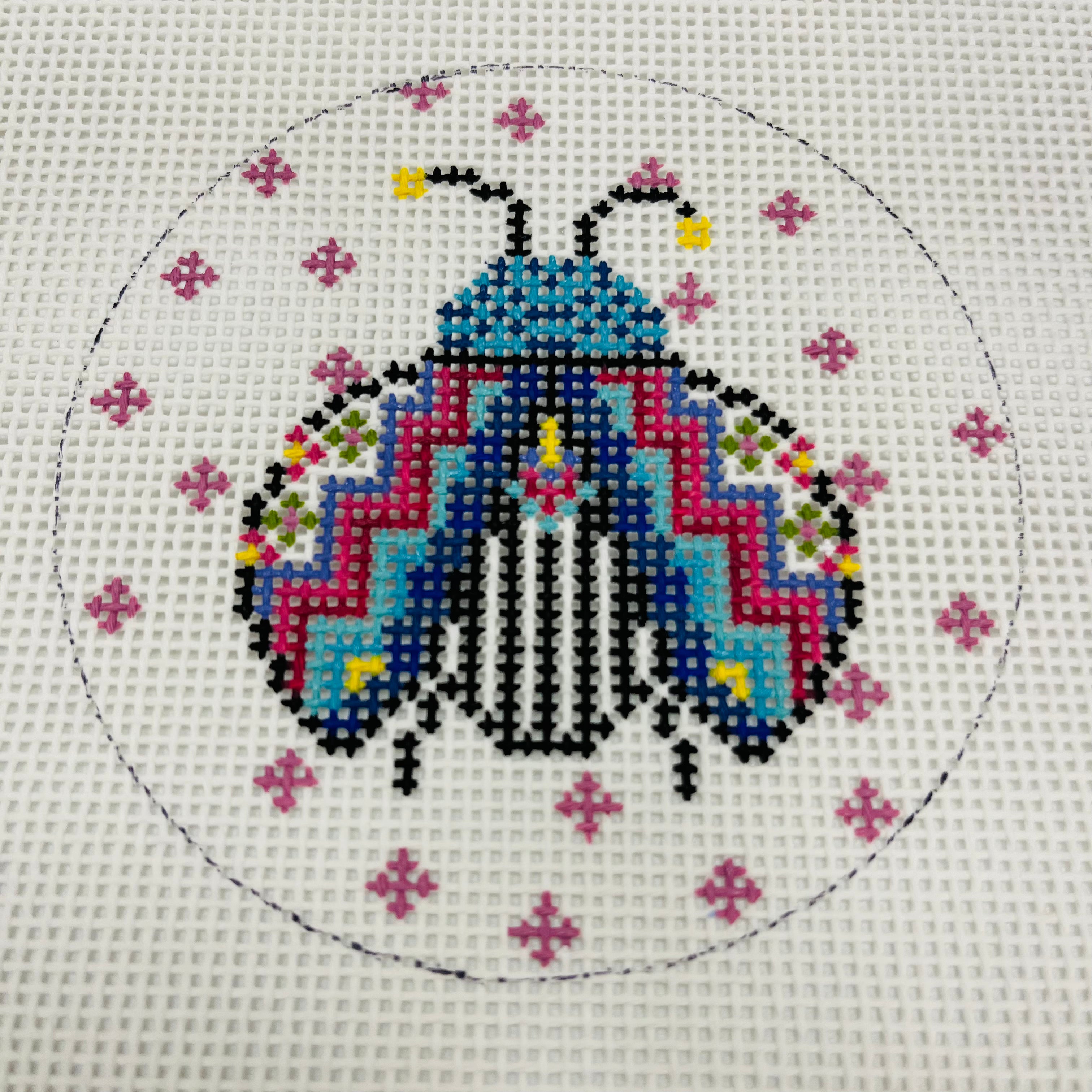 Disco Ladybug Needlepoint Canvas – Bargello Needlepoint