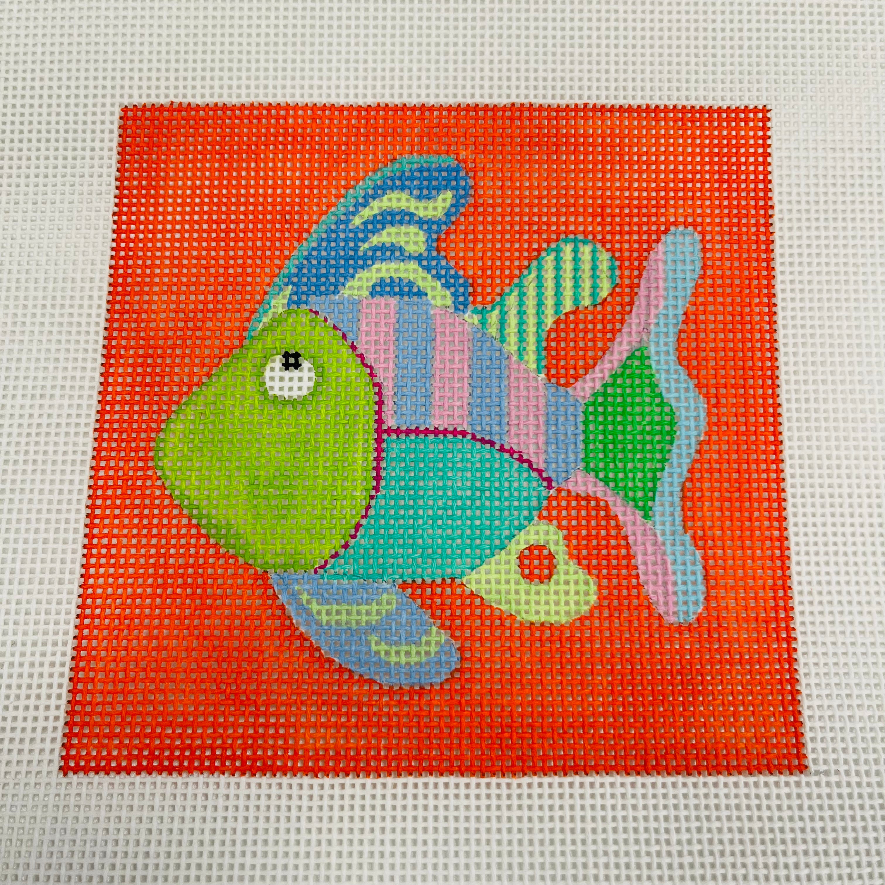 Itty Bitty Fish Coaster Insert Needlepoint Canvas – Bargello Needlepoint