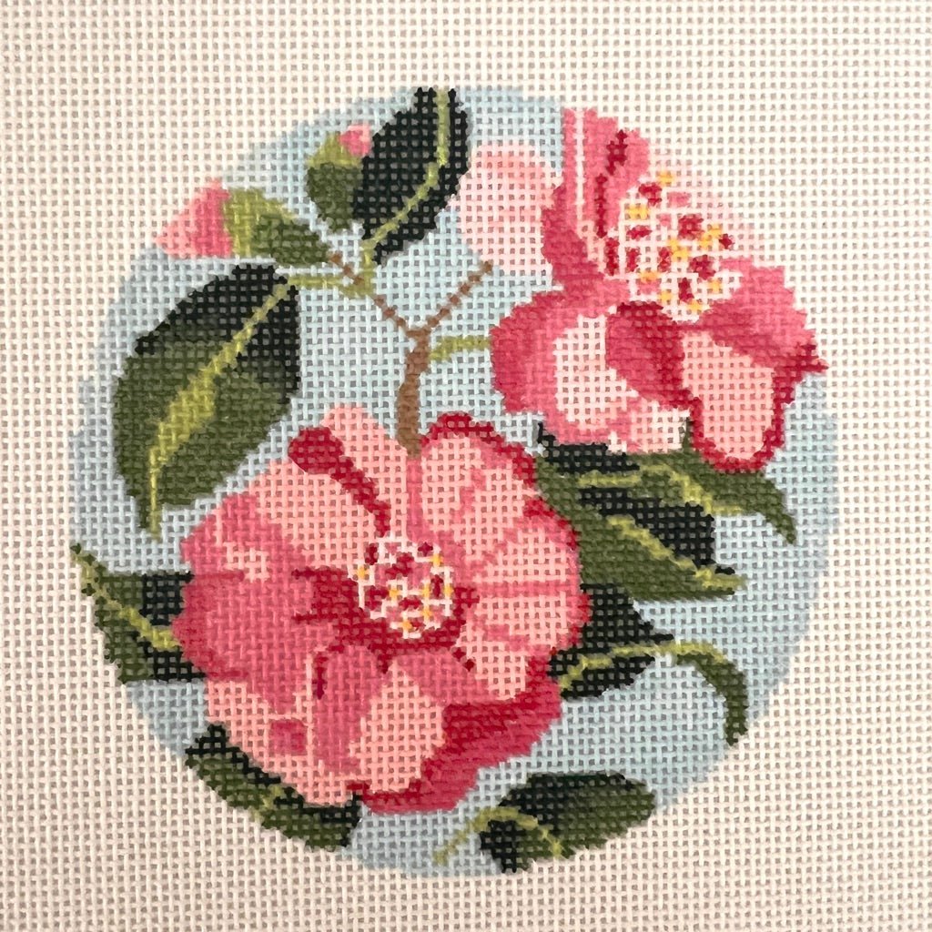 Camellia Round Needlepoint Canvas – Bargello Needlepoint