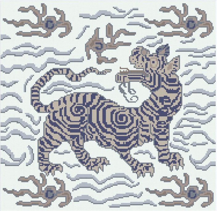 Clarence House's Tibetan Tiger Sublime Blue Needlepoint Canvas ...