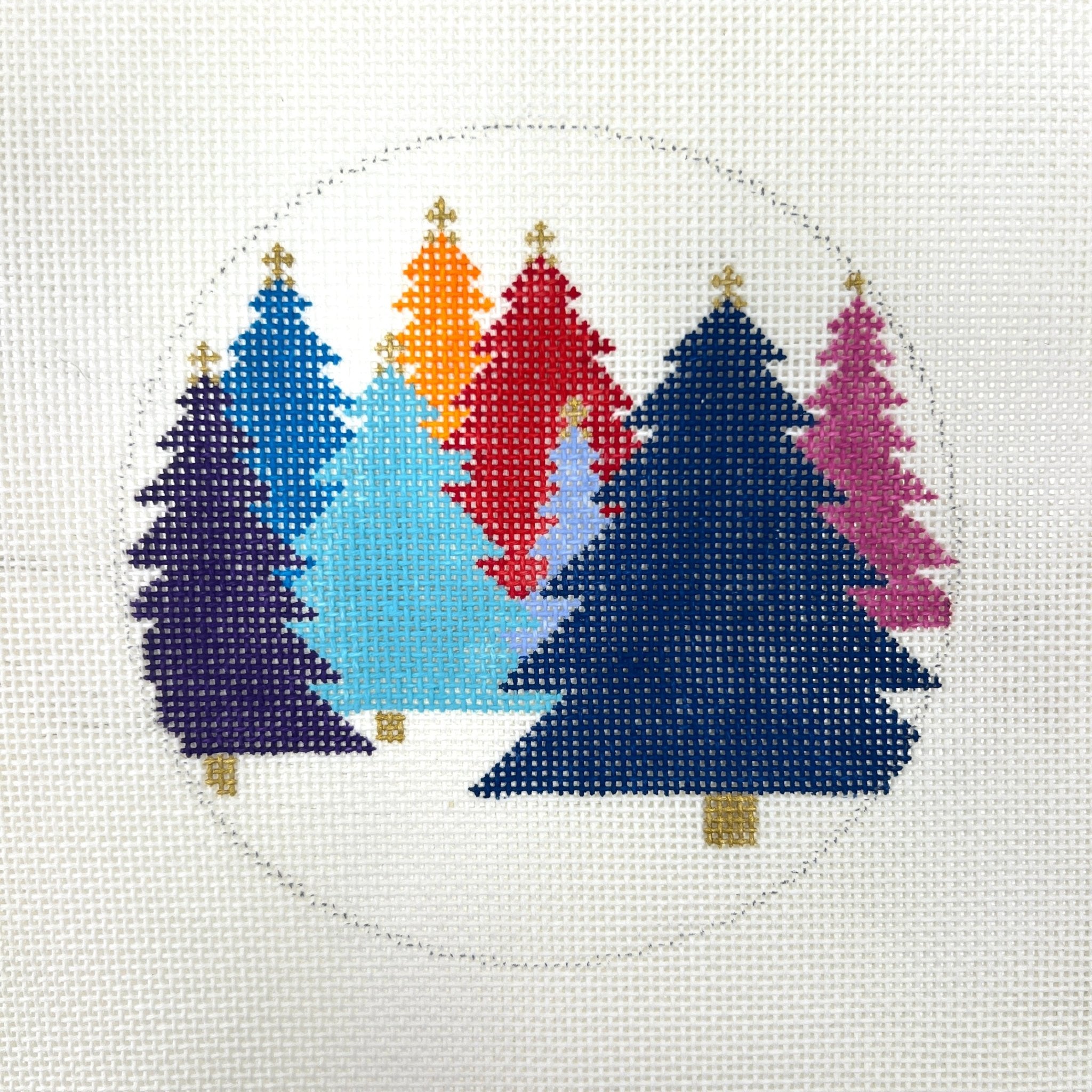 Colorful Forest Ornament Needlepoint Canvas – Bargello Needlepoint