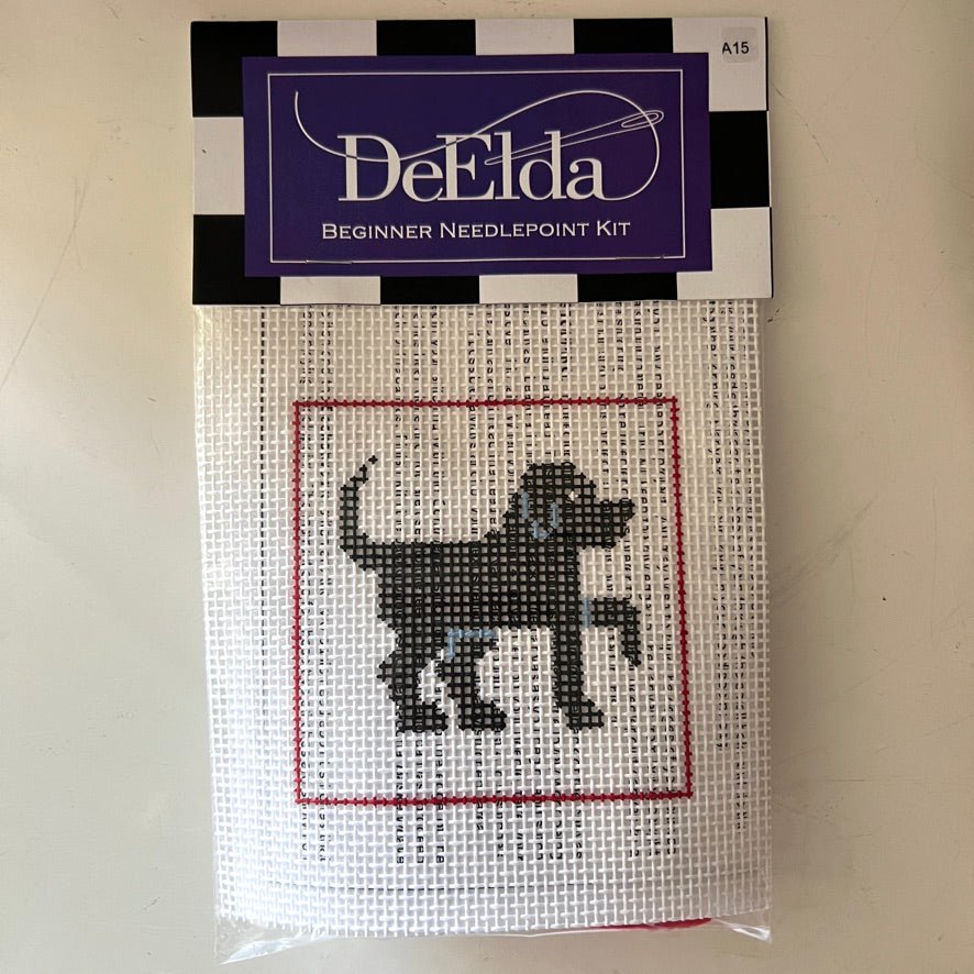 DeElda Black Lab Kit (includes fiber) – Bargello Needlepoint