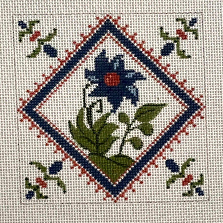 Dutch Blue Flower Coaster Needlepoint Canvas – Bargello Needlepoint