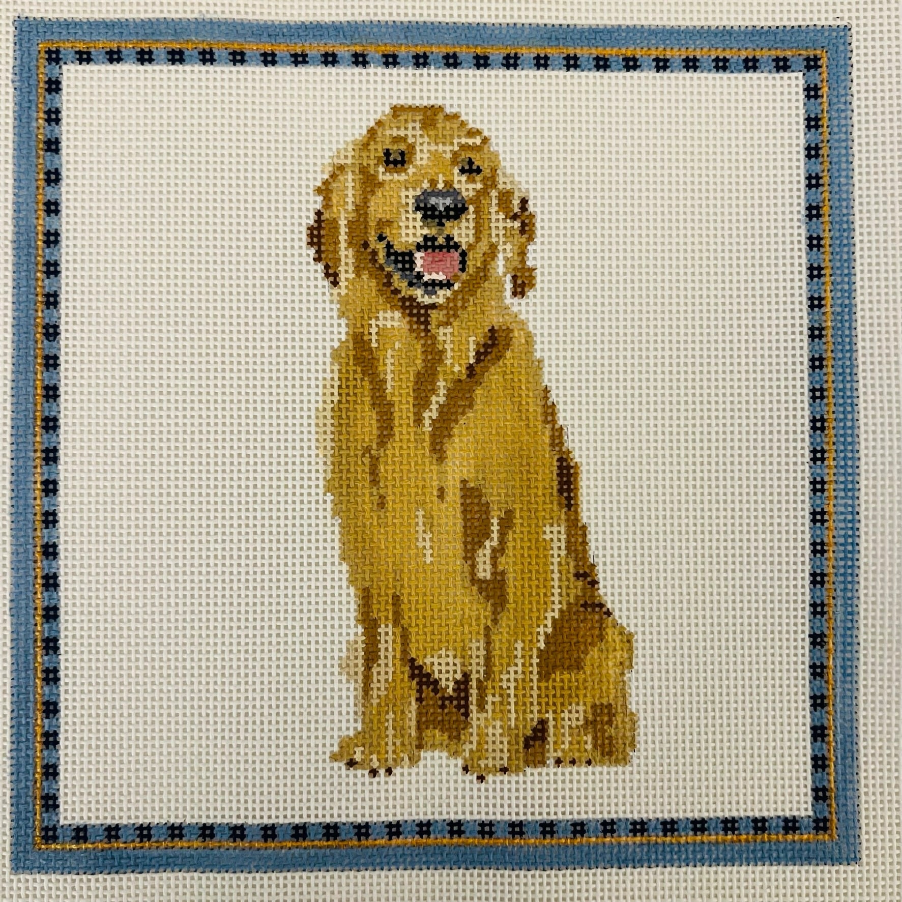 Framed Golden Retriever Needlepoint Canvas – Bargello Needlepoint