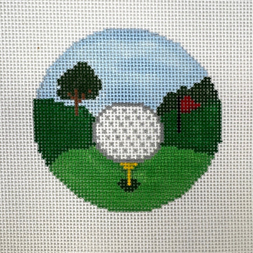 Golf Ball Scene Ornament Needlepoint Canvas – Bargello Needlepoint