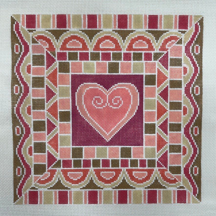 Heart Centered Pattern Needlepoint Canvas – Bargello Needlepoint