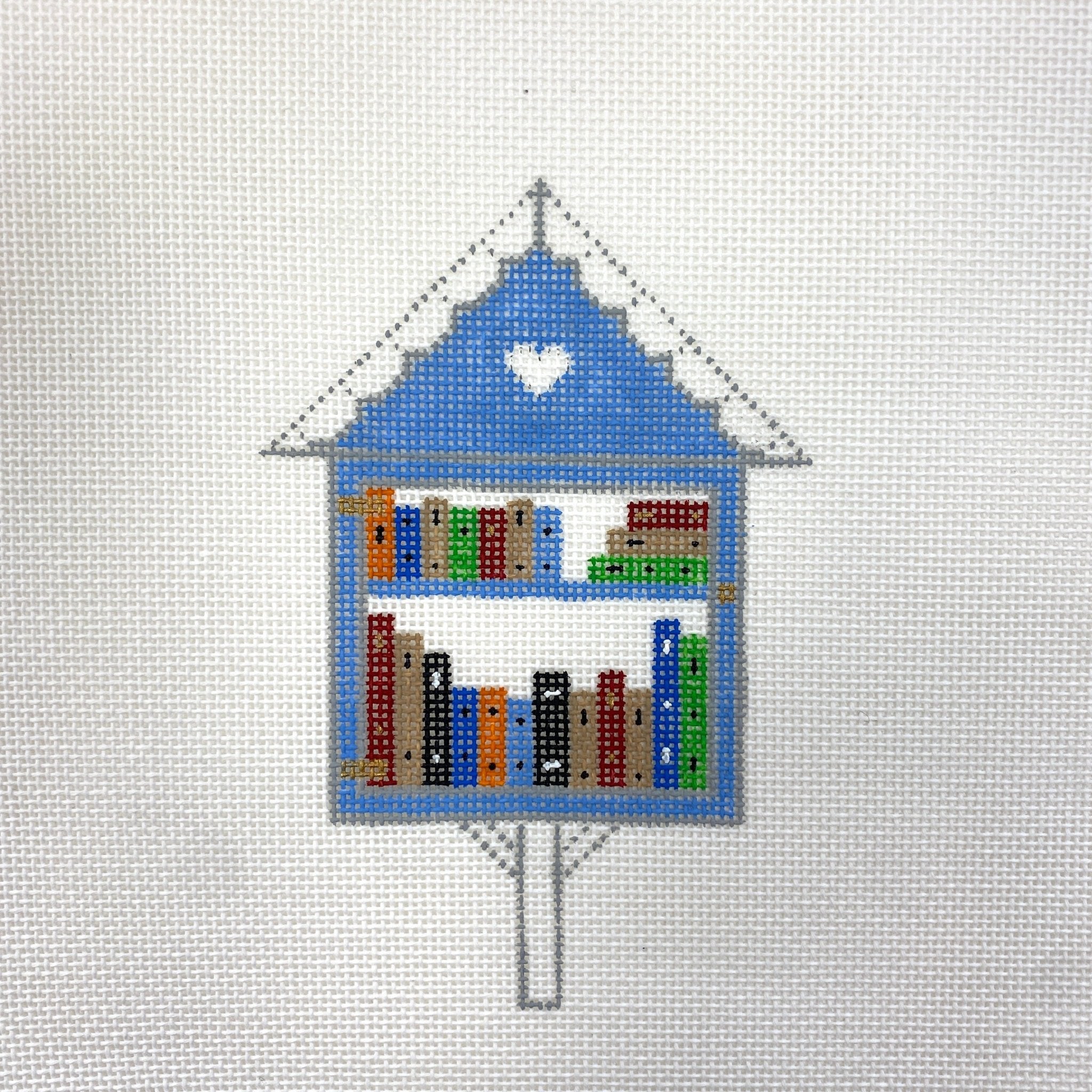 Small Blue Library Box Needlepoint Handpainted Canvas – Bargello ...