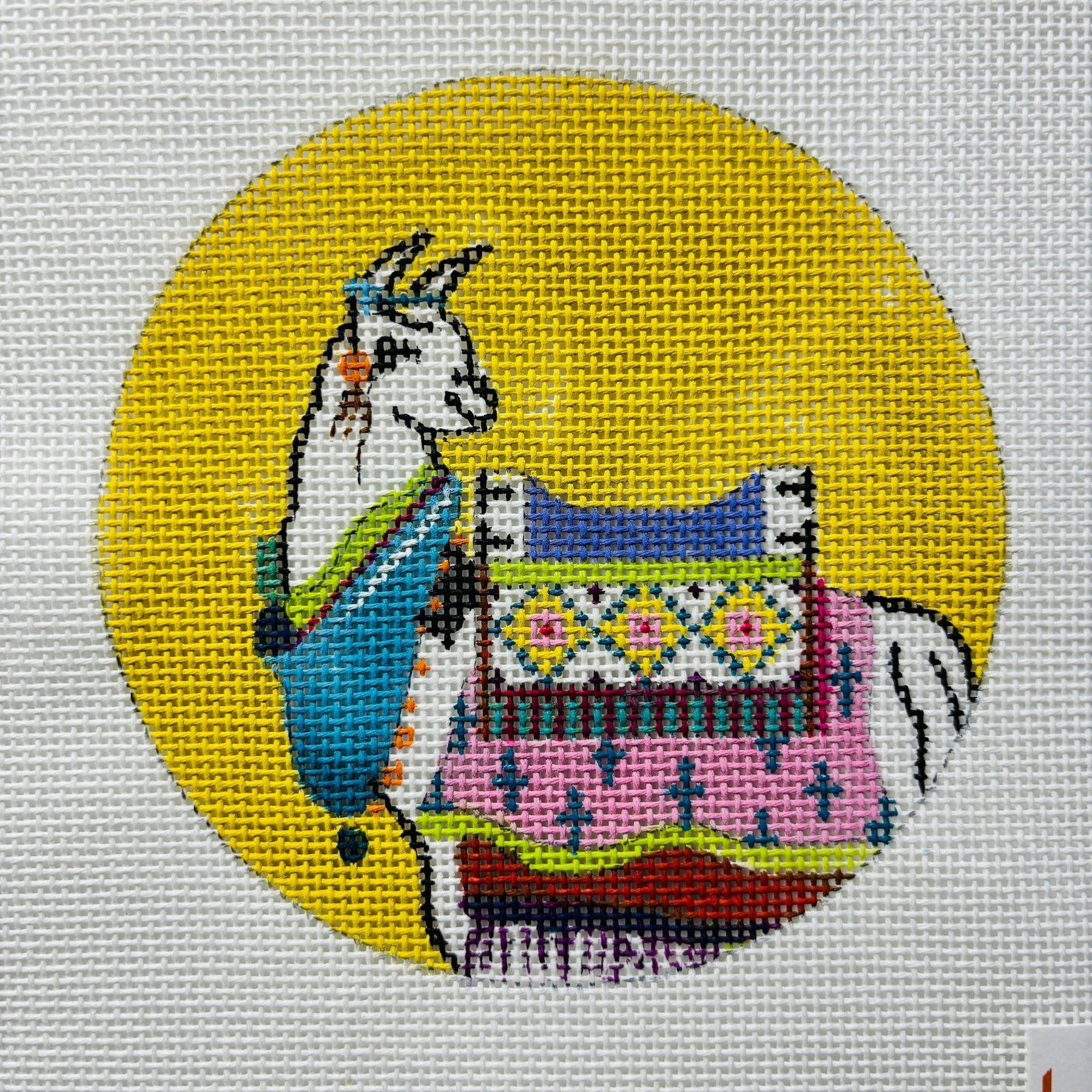 Llama Round Needlepoint Canvas – Bargello Needlepoint
