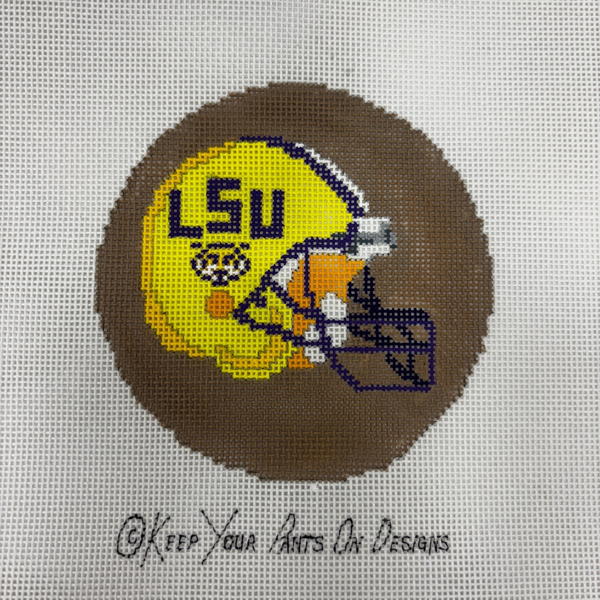 Louisiana State Univ. LSU Football Helmet Round Needlepoint Canvas ...