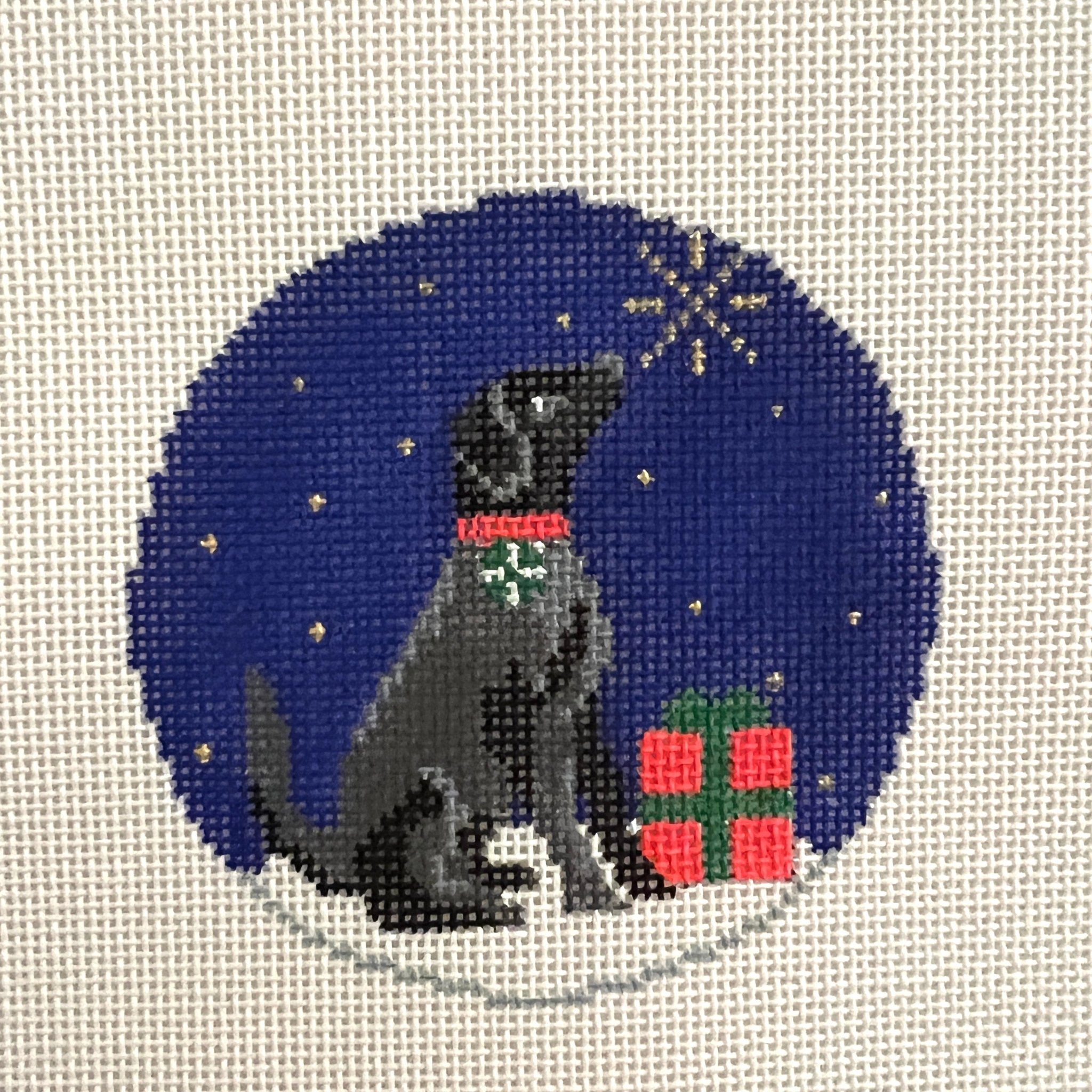 Midnight Black Labrador Ornament Needlepoint Canvas – Bargello Needlepoint