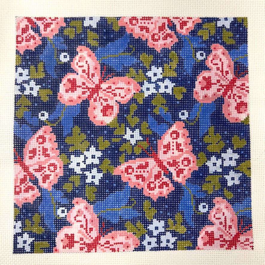 Pink Butterfly Garden Needlepoint Canvas – Bargello Needlepoint