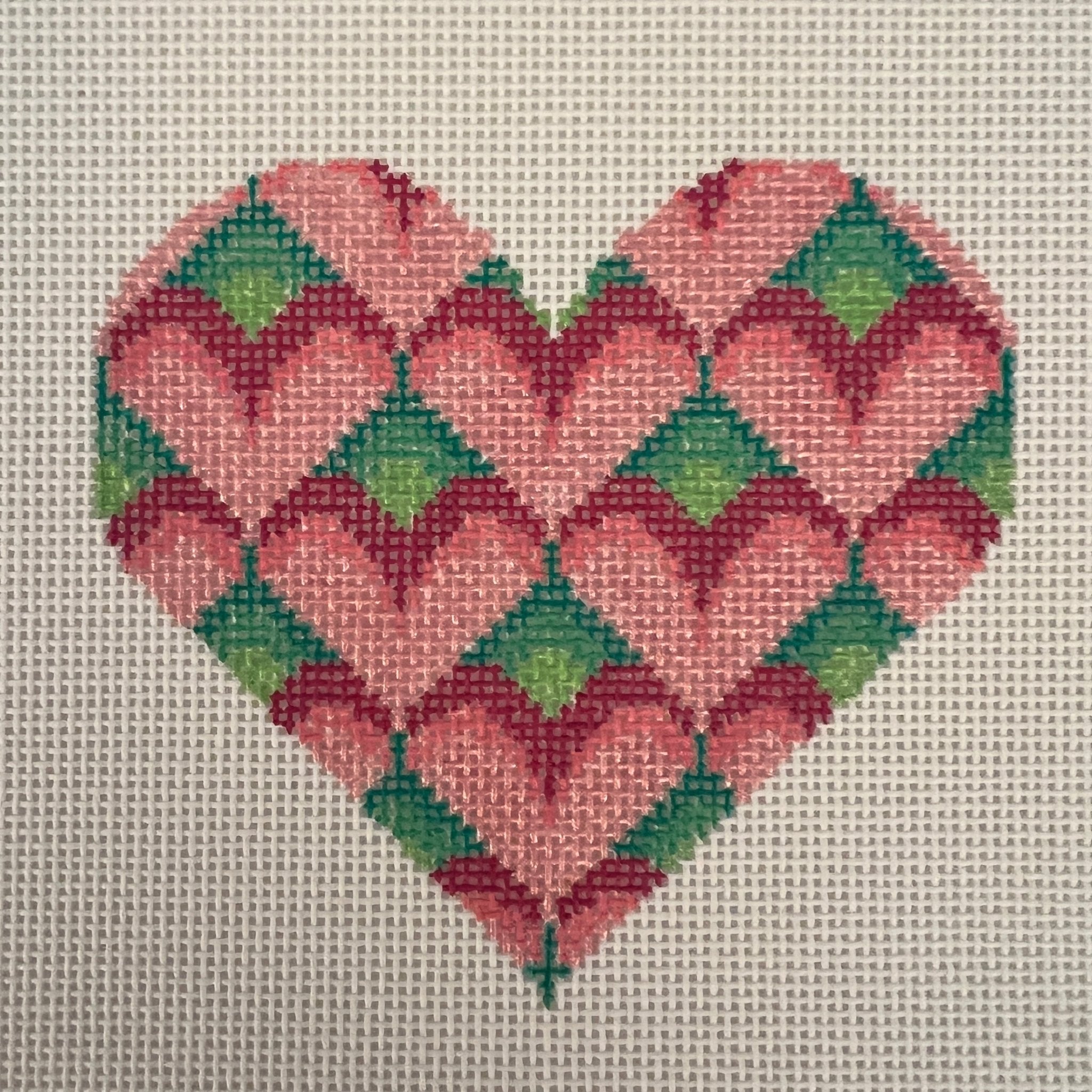 Pink & Teal Bargello Hearts Heart Needlepoint Canvas – Bargello Needlepoint