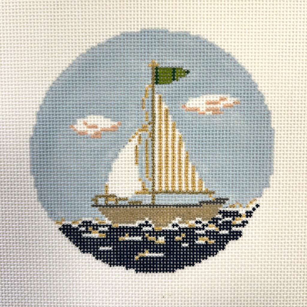 Sailing Ship Round Ornament/Insert Needlepoint Canvas – Bargello ...