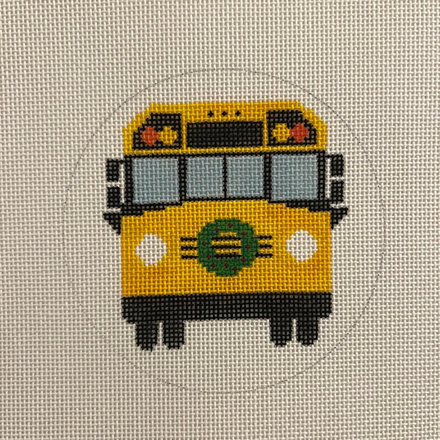 School Bus Ornament Needlepoint Canvas – Bargello Needlepoint