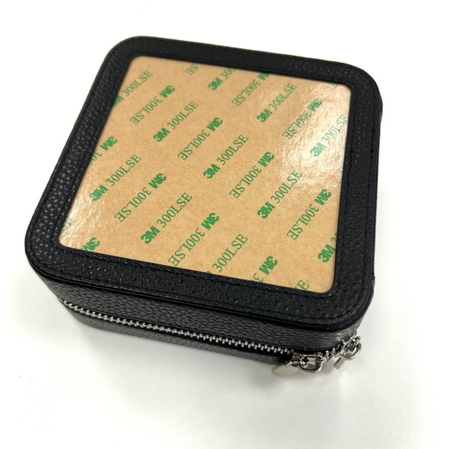 Leather 5" Zippered Square Case in Onyx for Needlepoint Canvas Inserts ...