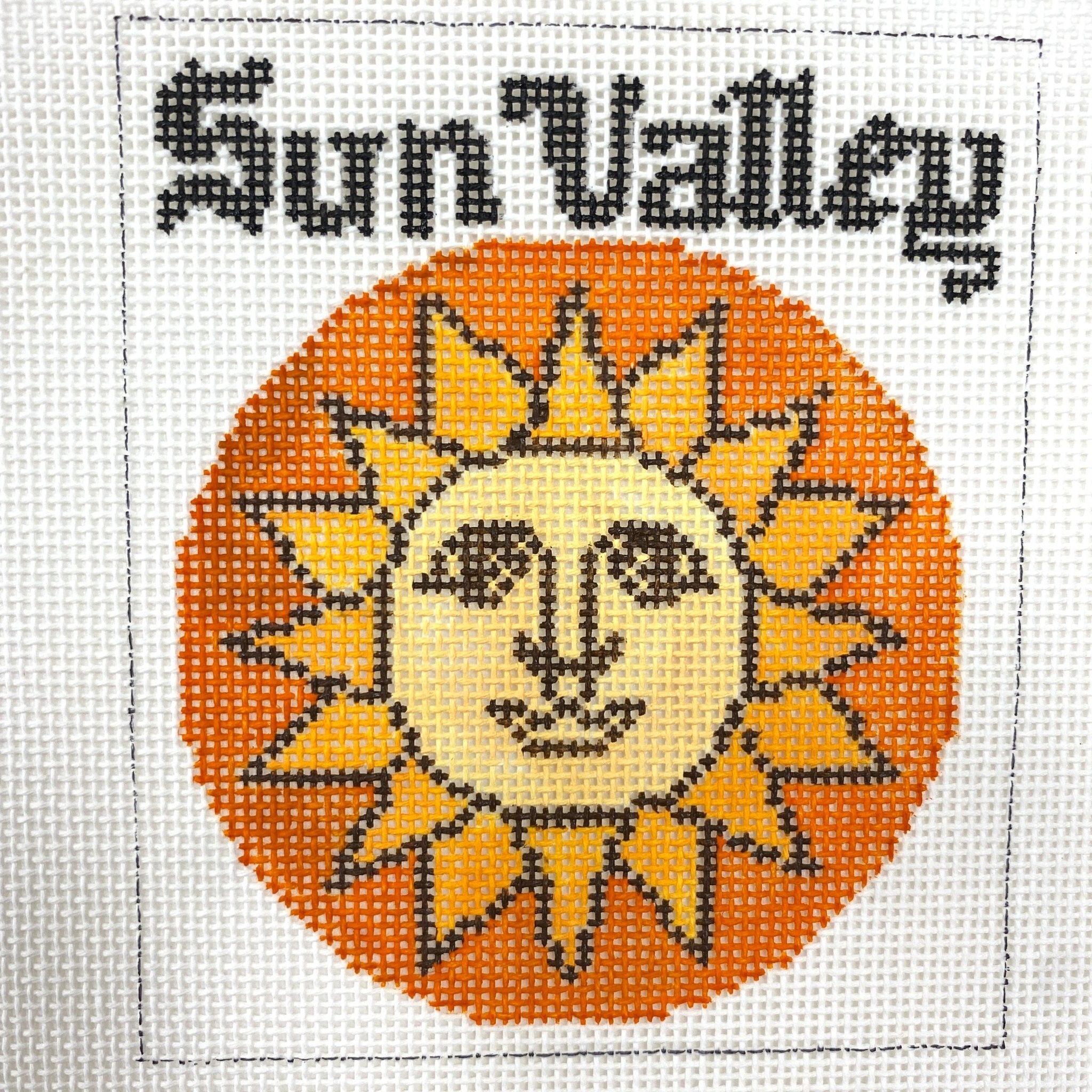 Sun Valley Ski Badge Needlepoint Canvas – Bargello Needlepoint